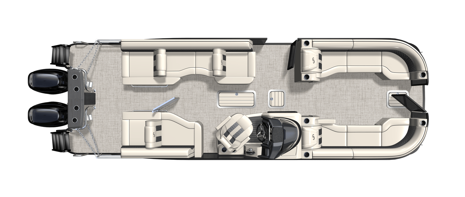 Industry's First Center-Mounted Twin Engine Pontoon Boat
