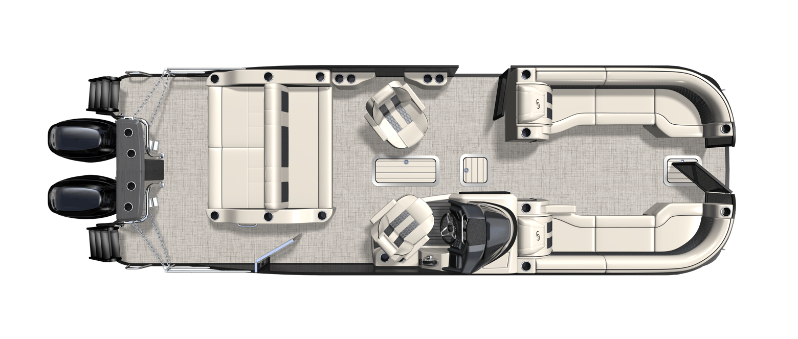 Industry's First Center-Mounted Twin Engine Pontoon Boat
