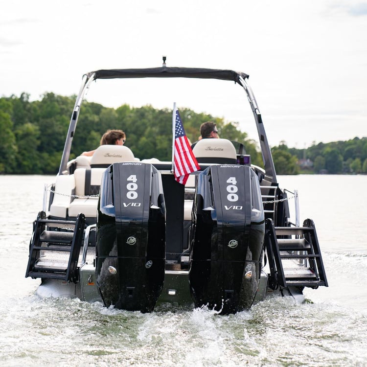 Industry's First Center-Mounted Twin Engine Pontoon Boat