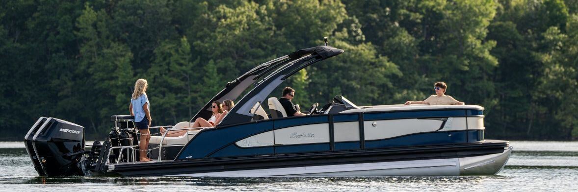 Industry's First Center-Mounted Twin Engine Pontoon Boat